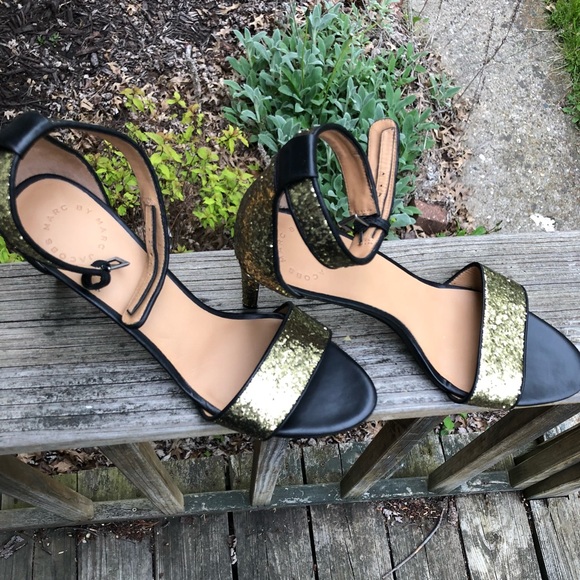 Marc By Marc Jacobs | Shoes | Marc Jacobs Gold Glitter Ankle Strap ...